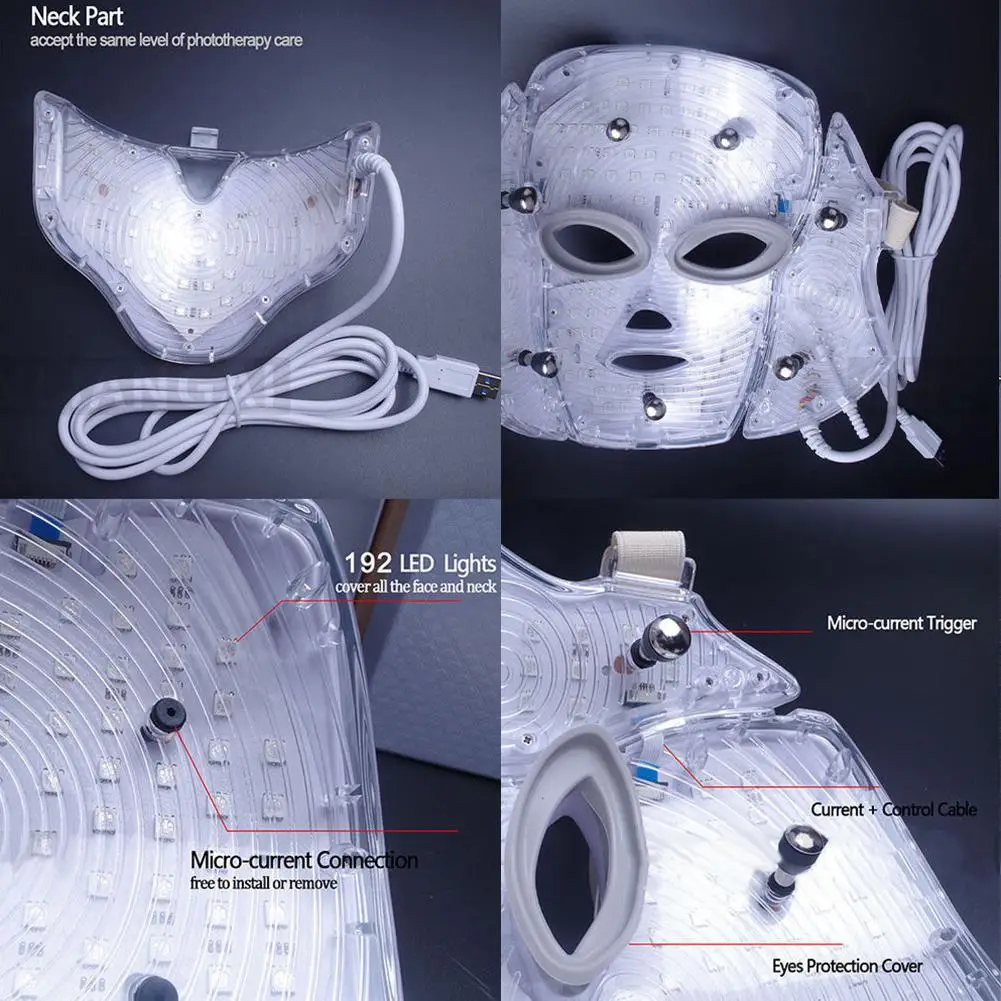 MeterMall 7 цветов Светодиодная маска для лица светодиодная Корейская ...