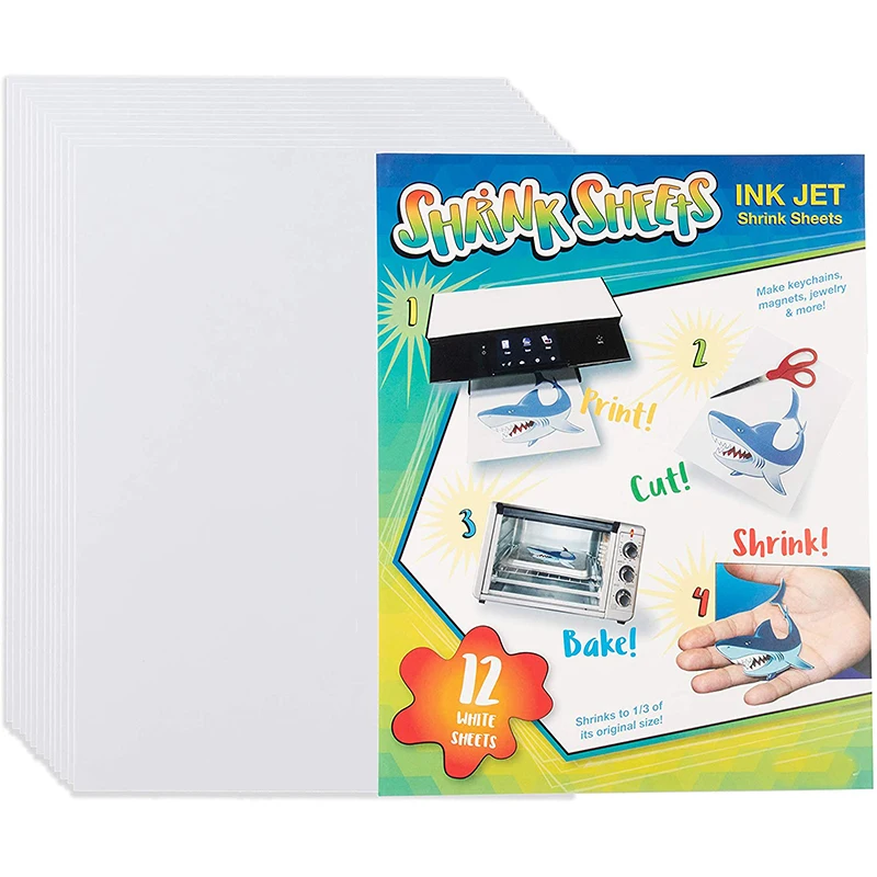 10Pcs A4 White Inkjet Printing Shrink Film Clear Shrink Art Papers for ...