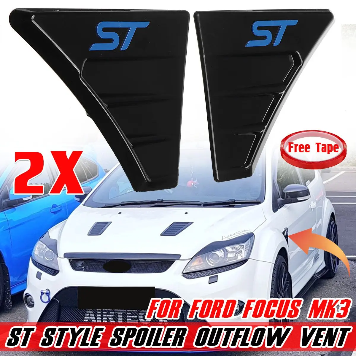 ST-Style-Car-Side-Wing-Fender-Door-Air-Flow-Grill-Intake-Vent-Trim-Side ...