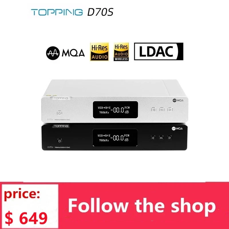 Topping-decodificador D70s Mqa, Suporte De Bluetooth 5.0, 32bit/768k, Dsd512, Hi-res, Dac, Com ...