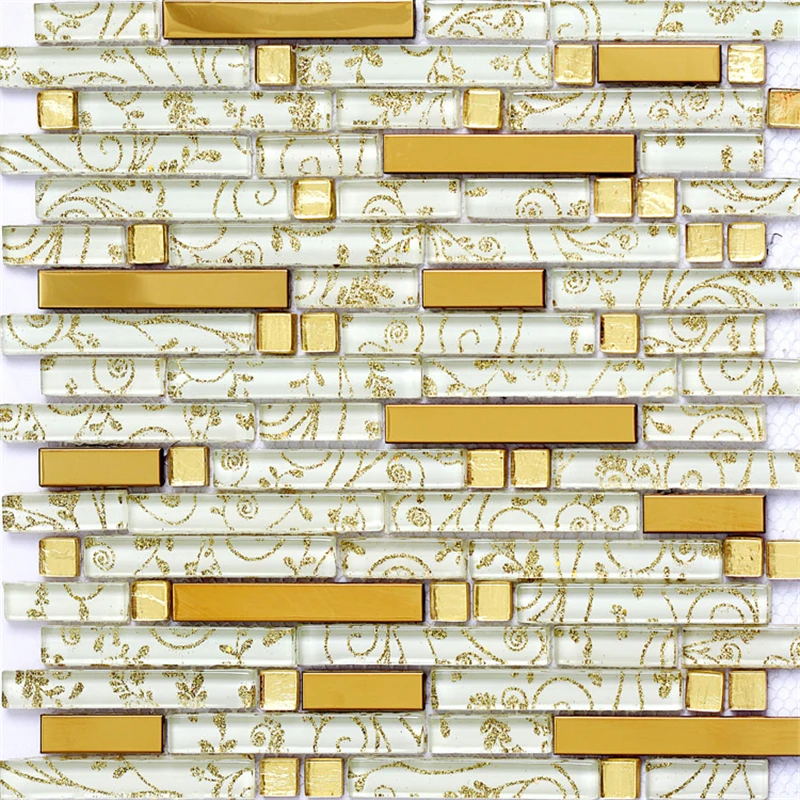 Goldene-Metall-Gold-Pulver-Laminiert-Glas-Streifen-Mosaik-Fliesen-f-r ...