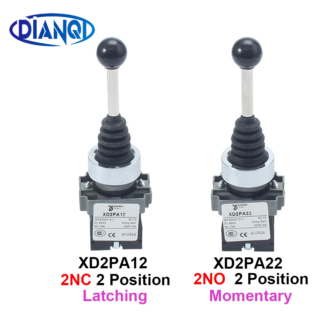 XD2 PA12 2NO Latching PA22 2NC Momentary 2 Position rocker joystick ...