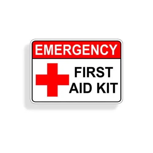 Emergency-First-Aid-Kit-Sticker-Vinyl-Decal-OSHA-Safety-Red-1st-Cross ...