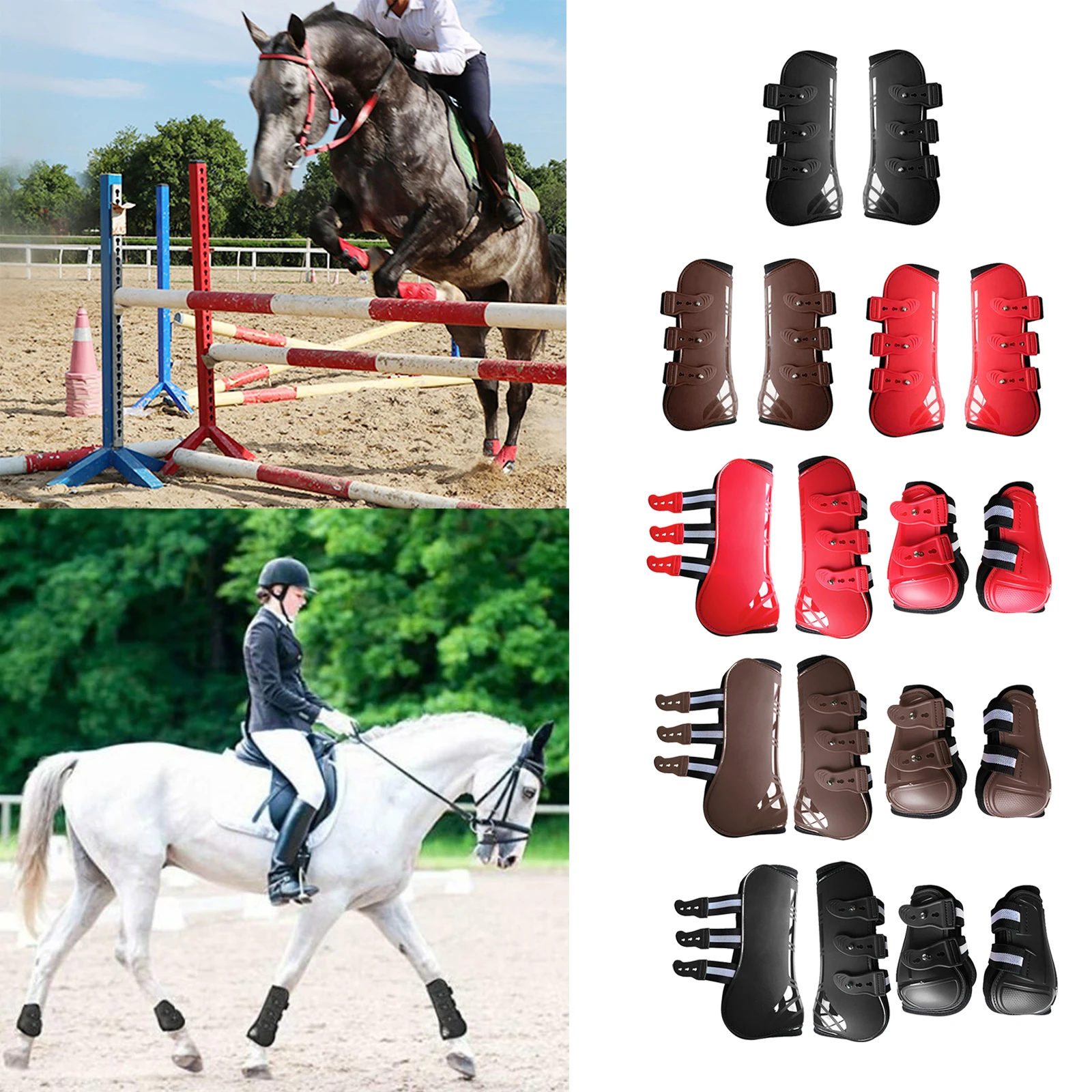 Outdoor Equestrian Horse Leg Boots Training Front Hind Adjustable Brace ...