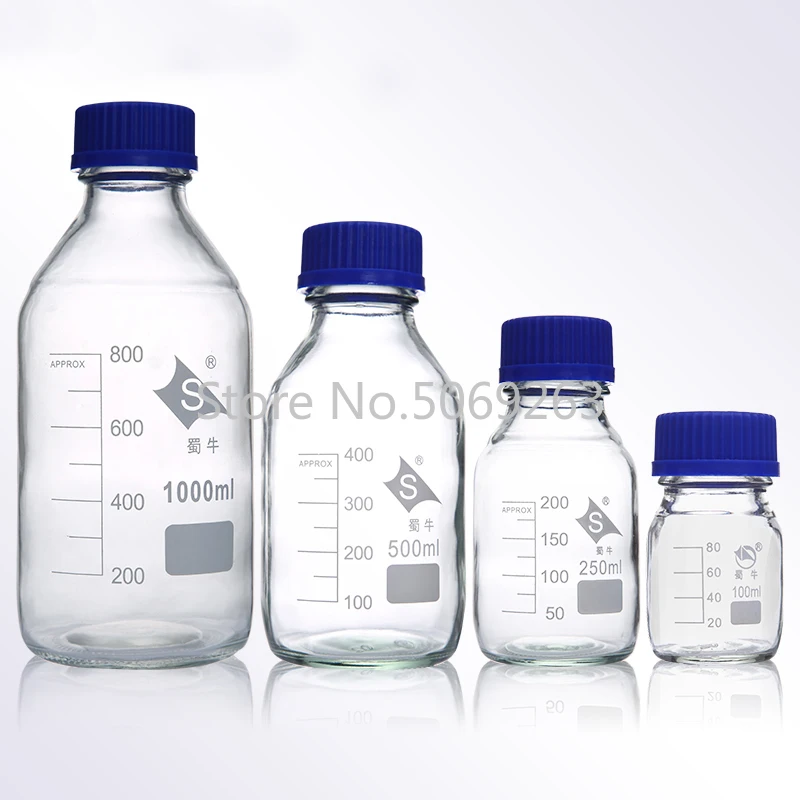 1pcs-Capacity-100-250-500-1000ml-Glass-Reagent-Bottle-With-Blue-Screw ...