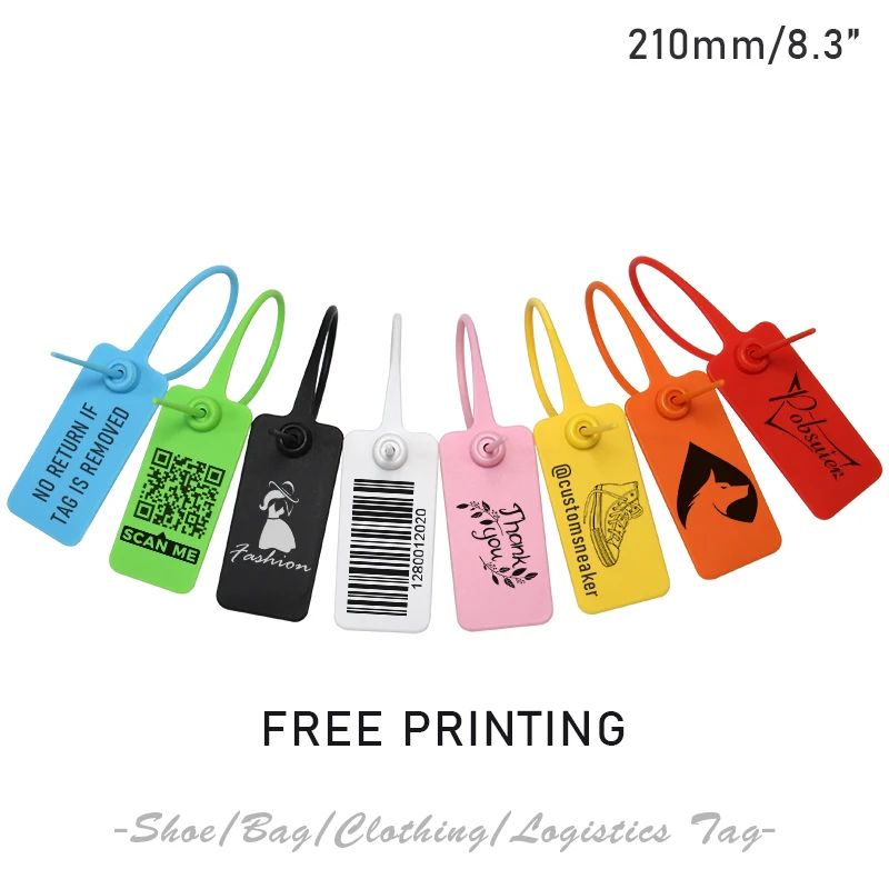 100pcs Custom Logo Print Label Tag Plastic Seals Personalized Garment ...