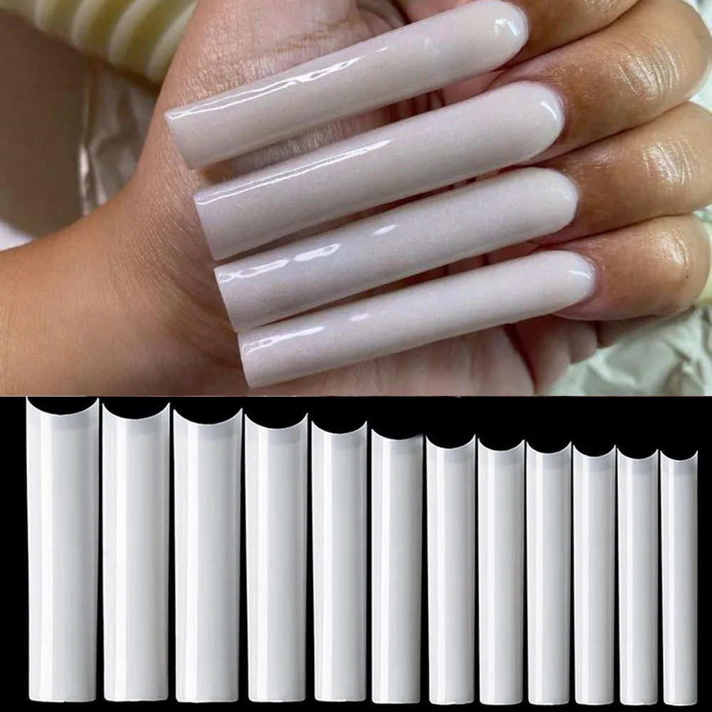 120pcs/Bag XXXL No C-Curve Square Nail Tips Clear/Natural Super Long ...