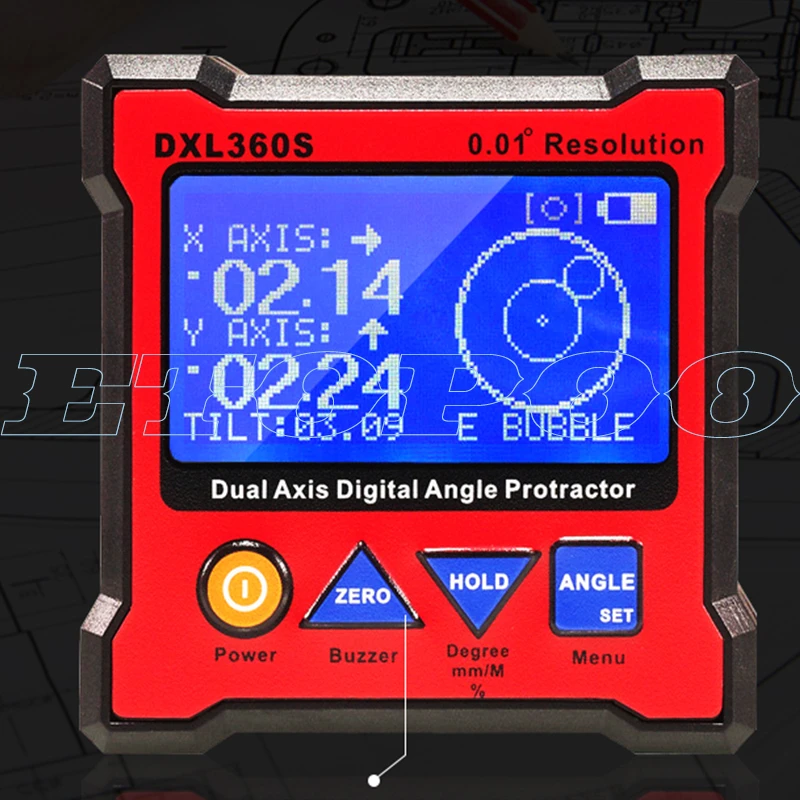 Dxl360s /dxl 360 Rechargeable Dual Axis Digital Angle Protractor Dual ...