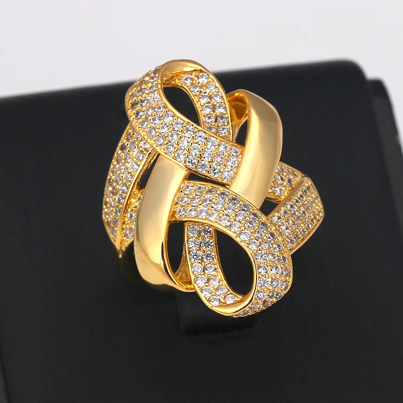 Bride Talk Luxury Arab Nigerian Twisted Line Bold Rings With Zirconia ...