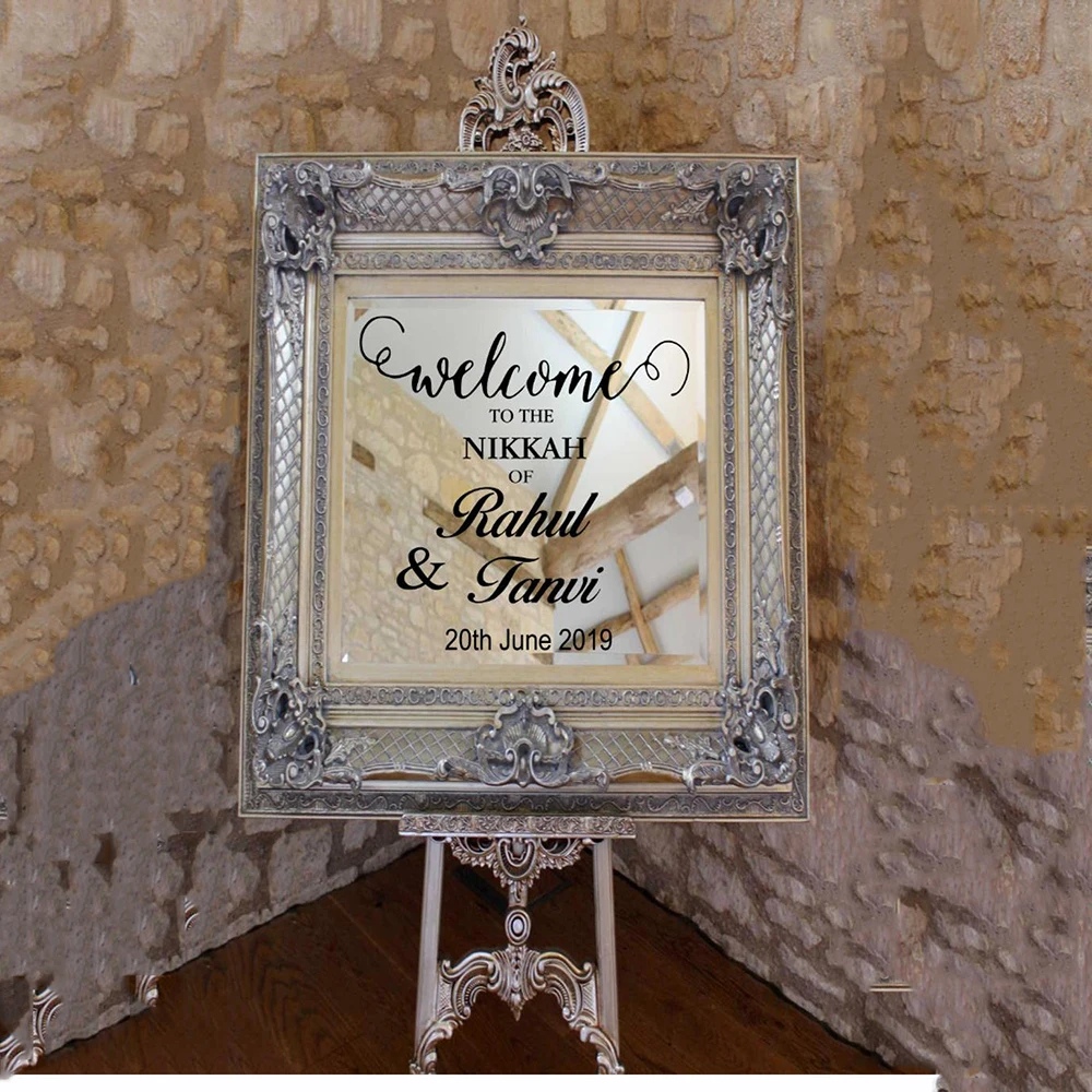 Personalised Wedding Party Welcome nikkah sign name Baptism mirror ...