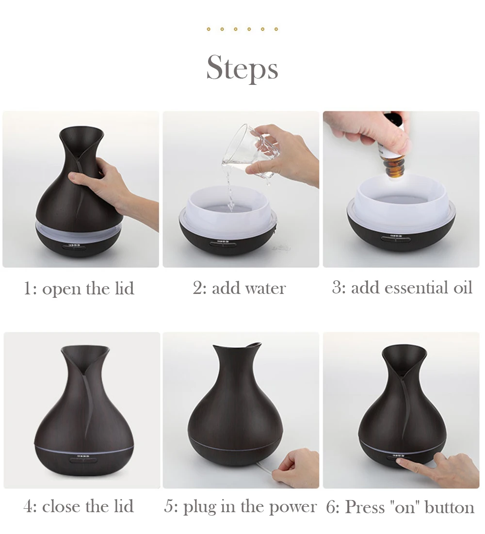 EU Plug - A-Light Wood - Diffuseur'arôme de grande capacité 400ML ...