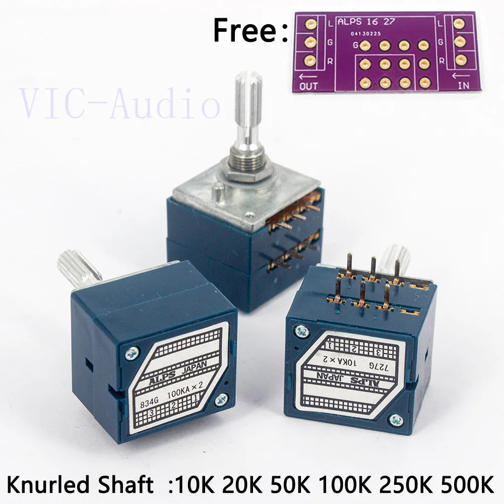 1pc Japan Alps Rk27 Volume Log Stereo Potentiometer 2-gang Dual 10k/20k ...