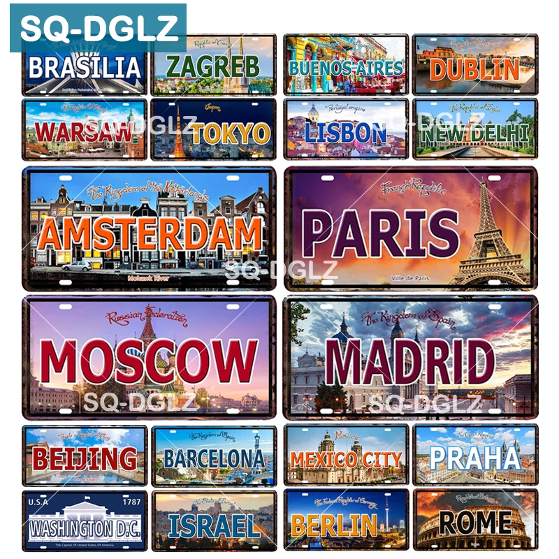 [sq-dglz] Barcelona City License Plate Tin Sign Vintage Metal Sign Bar ...