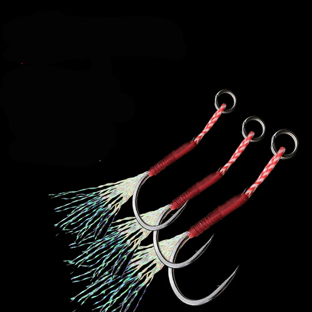 10pcs-Fishing-Lure-Slow-Jigging-Fishing-Cast-Jigs-Assist-Hook-Barbed-Single-Jig-Hooks-Thread ...