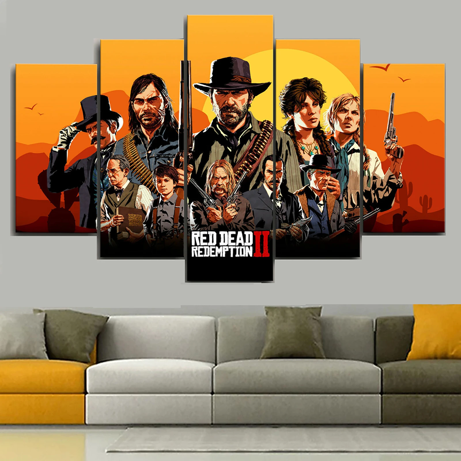 5-Pieces-Canvas-Painting-Arts-Red-Dead-Redemption-2-Game-Poster-Decor ...