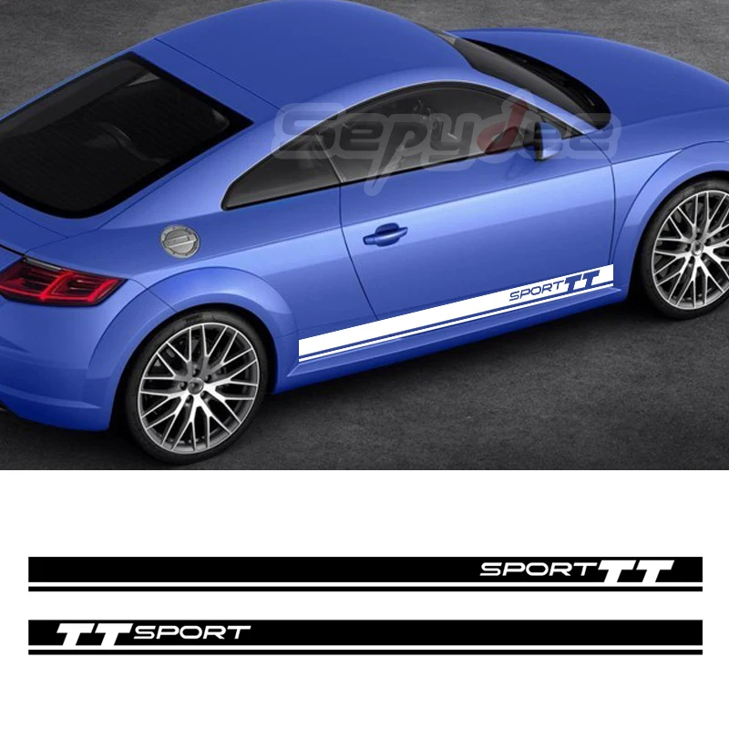 2pcs Car Door Side Skirt Stripes Sticker Racing Sport Graphics Vinyl ...