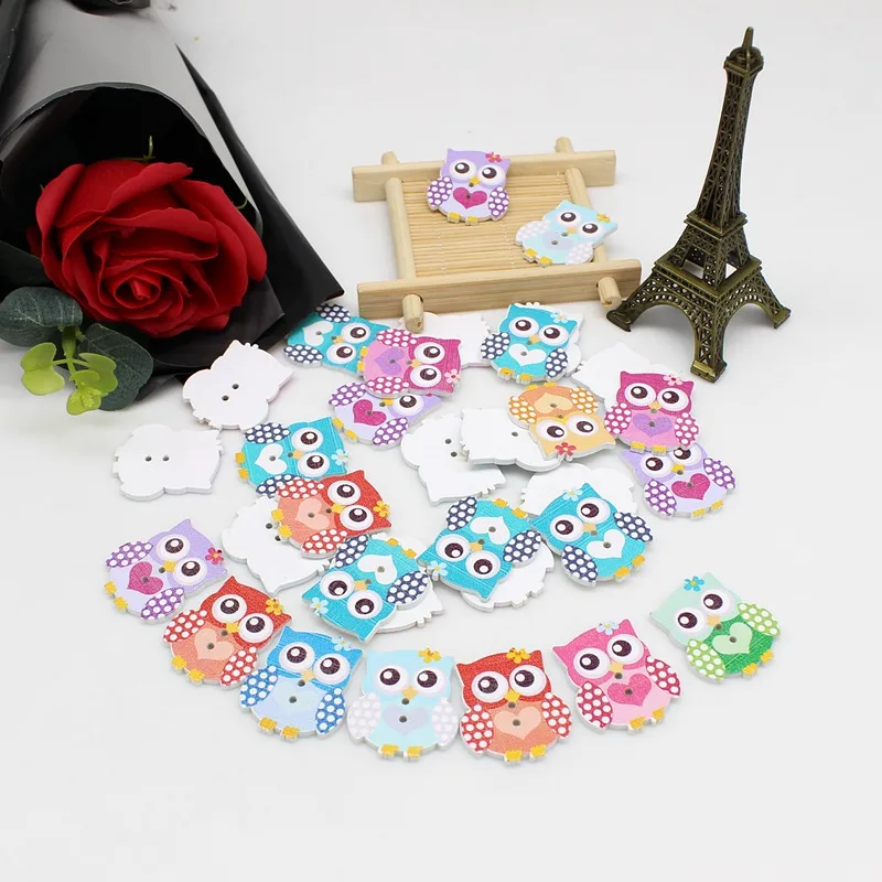 40pcs-Cartoon-owl-Buttons-for-Crafts-Scrapbooking-Random-Mixed-color-2 ...