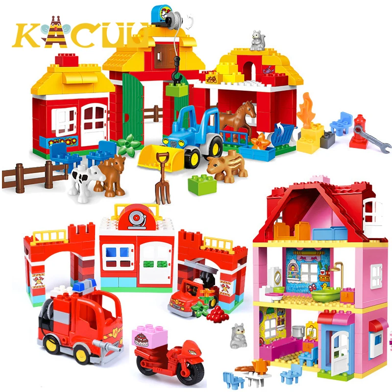 Large-Size-Building-Blocks-Set-Farm-City-House-Model-Car-Toys-Children ...
