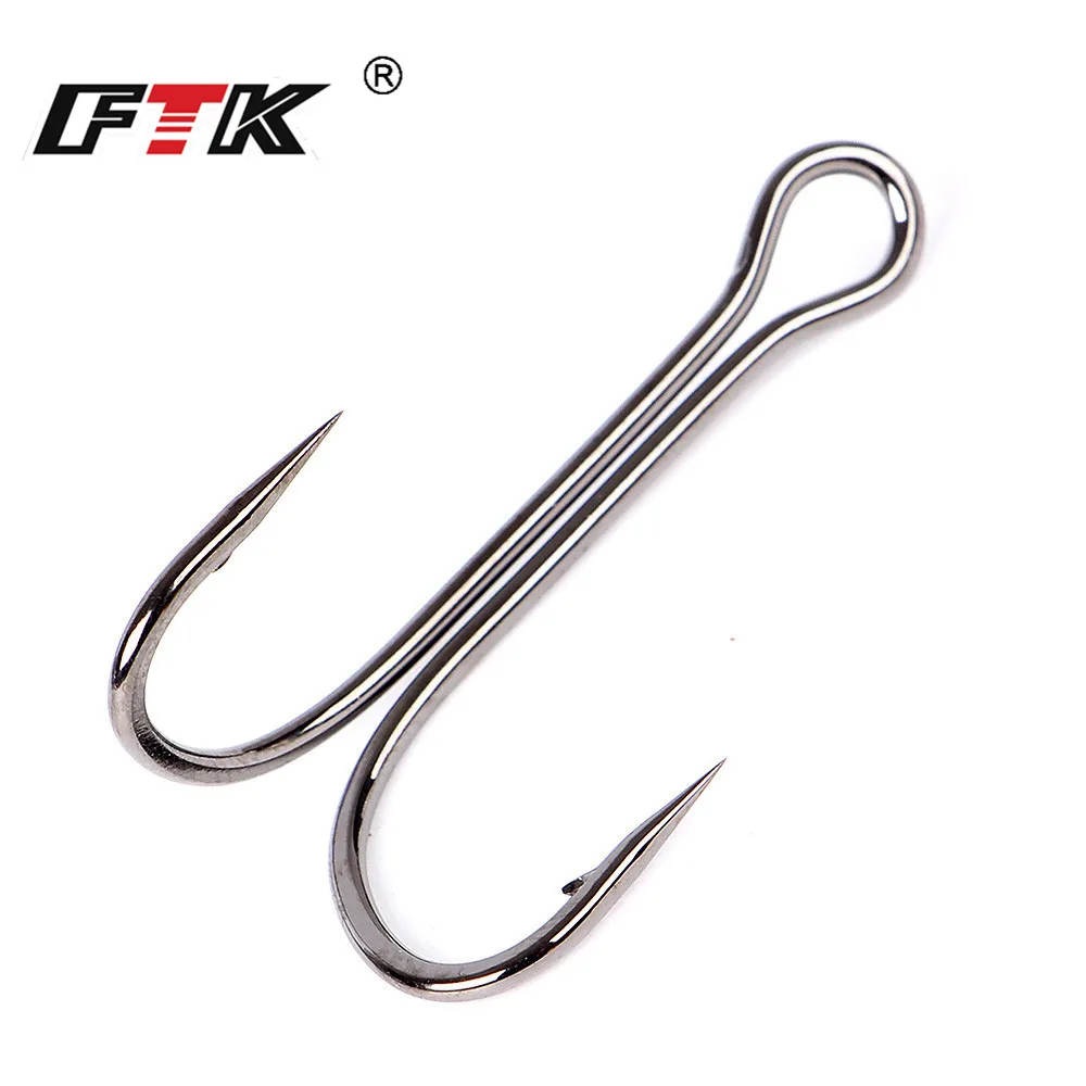 Double Fishing Hook Stainless | Ftk Hooks Fishing | Double Hook Long ...