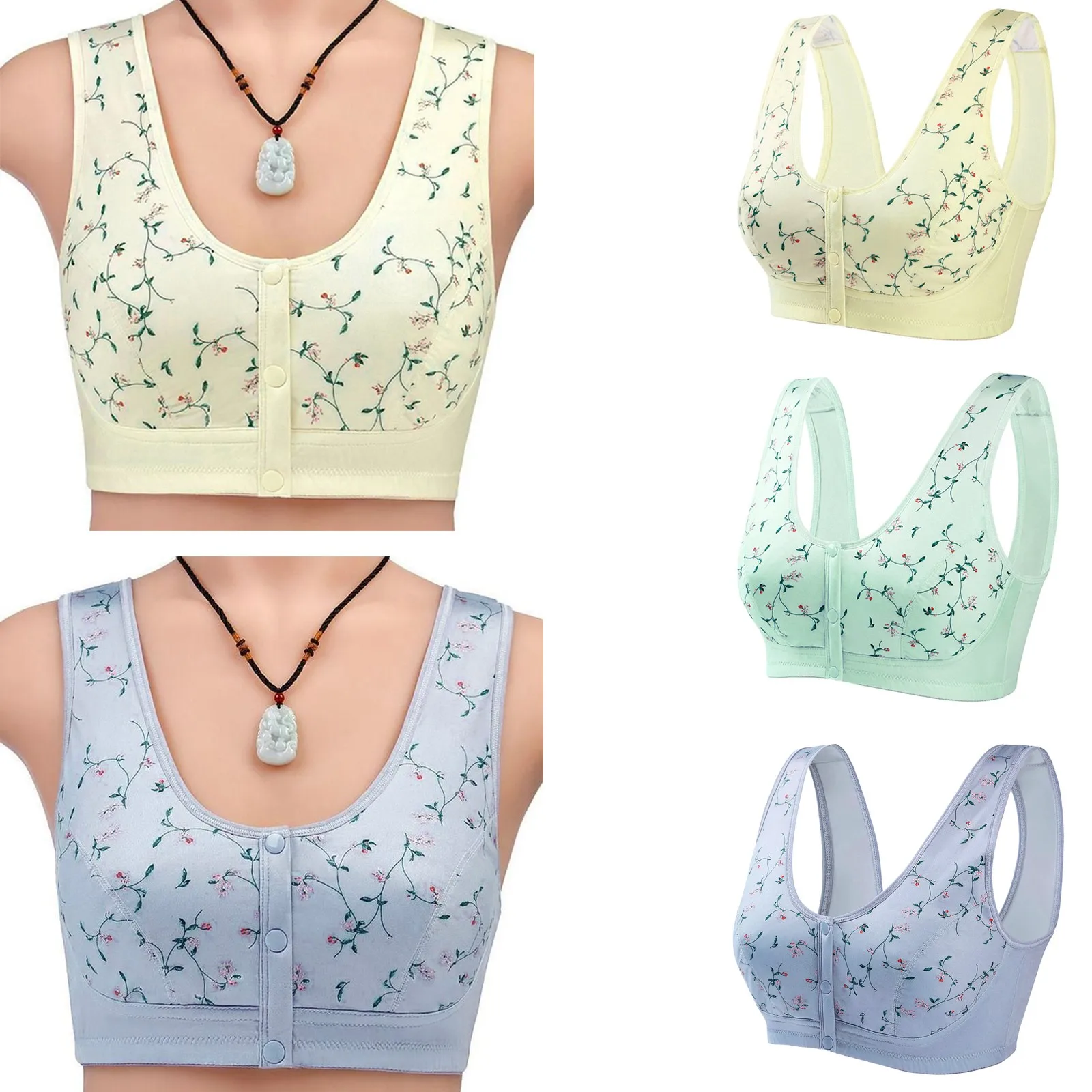 Fashion-Front-Button-Underwear-Women-s-Comfortable-Cotton-Brasieres ...