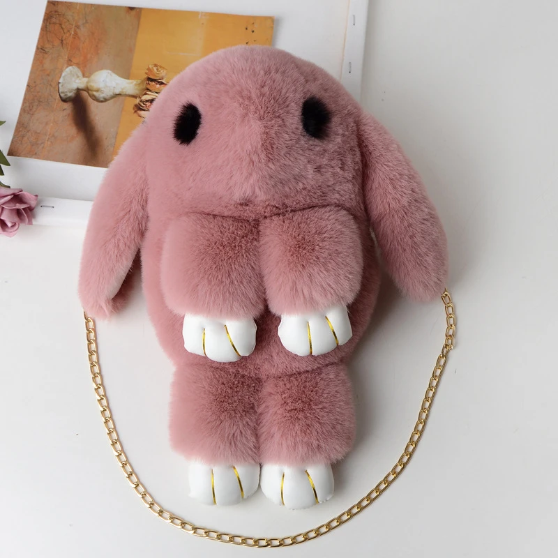 Fluffy Rabbit Fur Backpack For Women Fashion Cute Girls Plush Eyelash ...