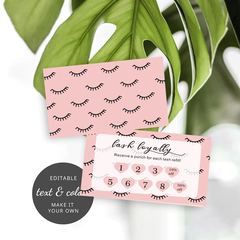Carddsgn Lashes Loyalty Card Template Diy Reward Cards Minimalist ...