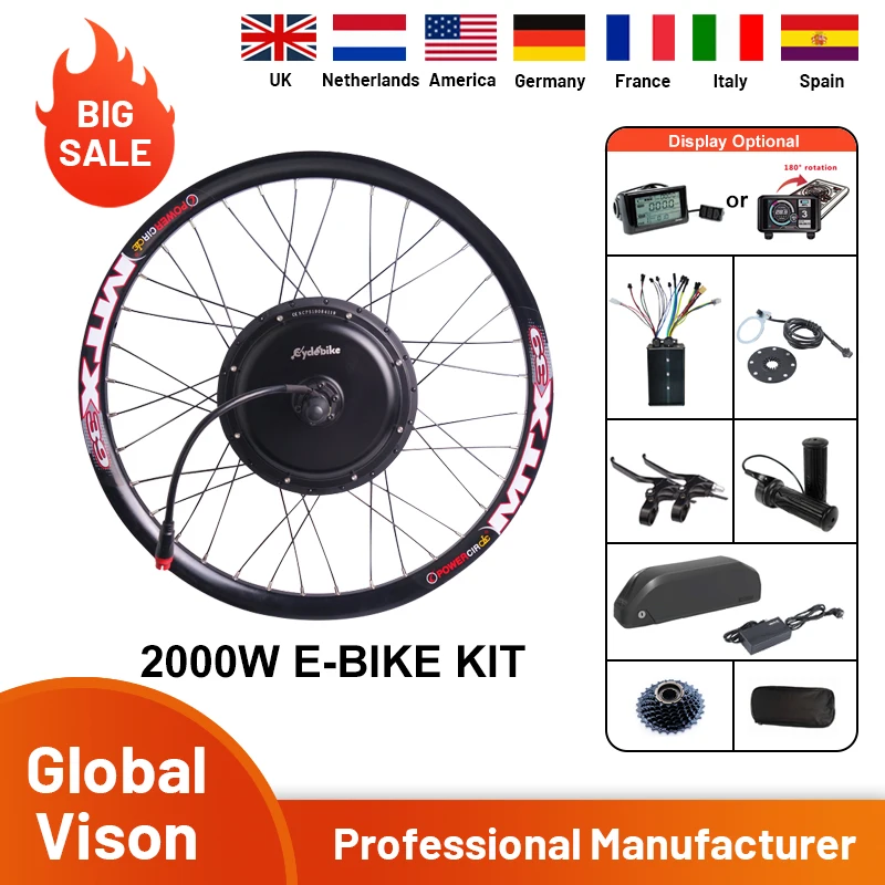 Hub Motor V3 Ebike kits 52V 2000W Waterproof Electric Bike Conversion ...