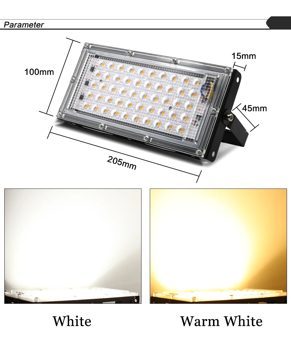 50W настоящий Мощность Светодиодный прожектор светильник напольный ...