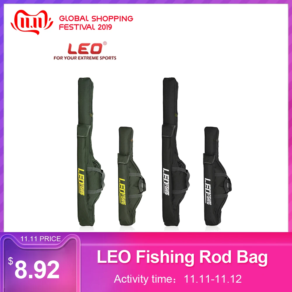 LEO Folding Rod Fishing Bag Fishing Bags 420D Zipped Case Fish Pole Storage Fishing Bag Holder ...