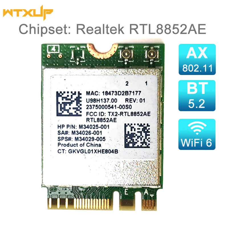 2.4G 5g 802.11AC/AX 무선 WiFi 모듈 RTL8852AE RTL8852 wifi 6 MU MIMO 네트워크 카드 ...