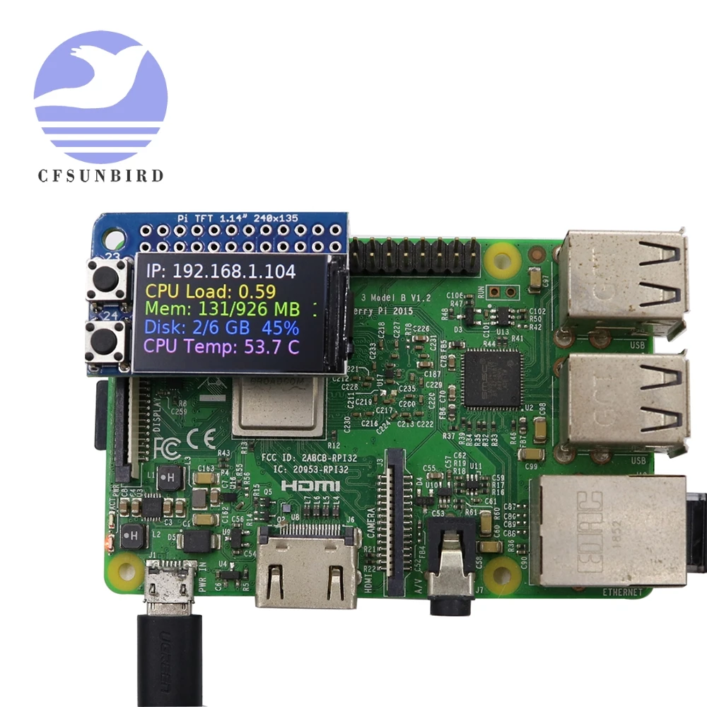 Mini Pi Pioled Pitft 1.14 Inch V1.0 135x240 Lcd Tft Add-on Oled Spi ...