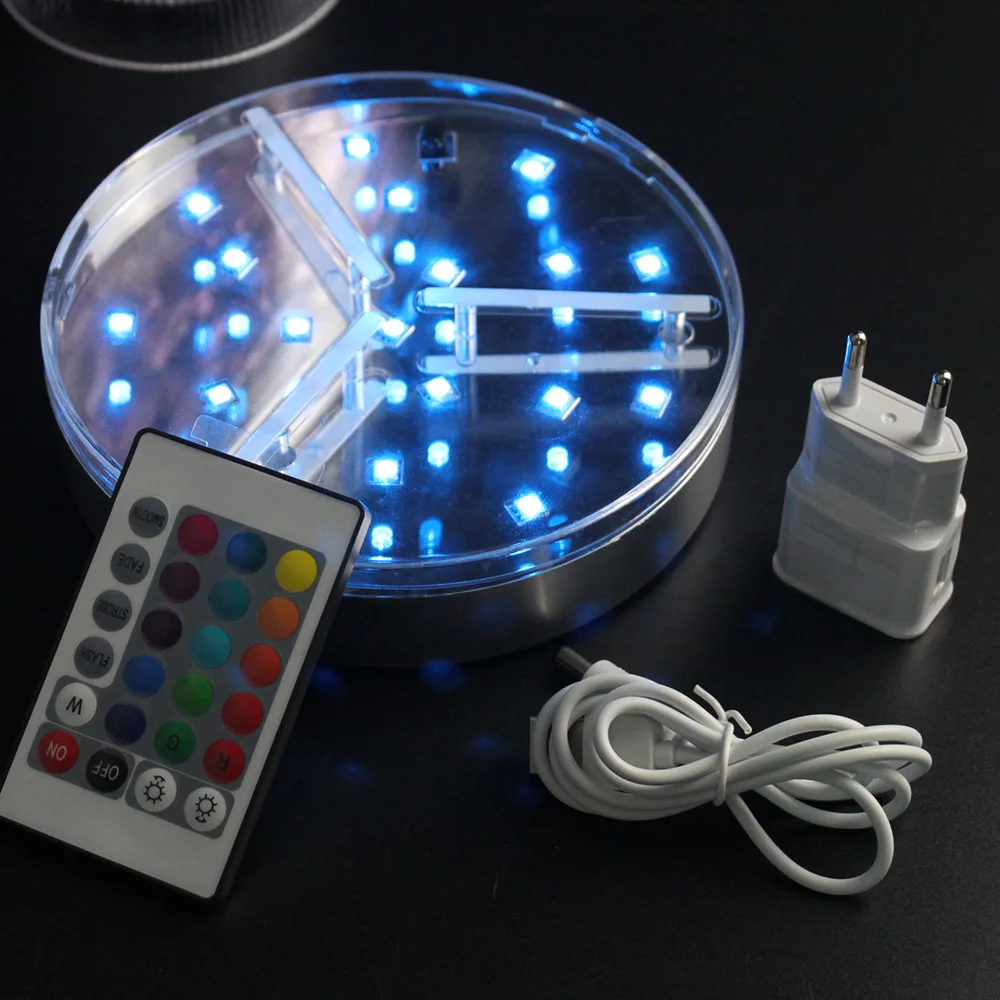 Round Base Led Light Shisha 6inch Under Vase Light Plate Multicolors ...
