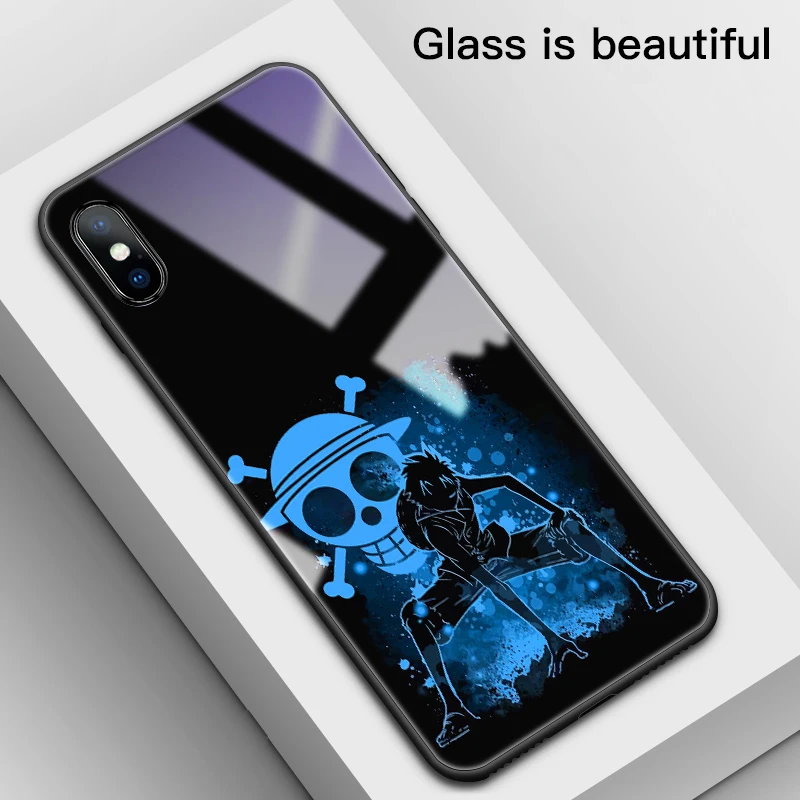 One Piece Luffy Tempered Glass Phone Case iPhone 12 11 Pro SE XSmax XR ...