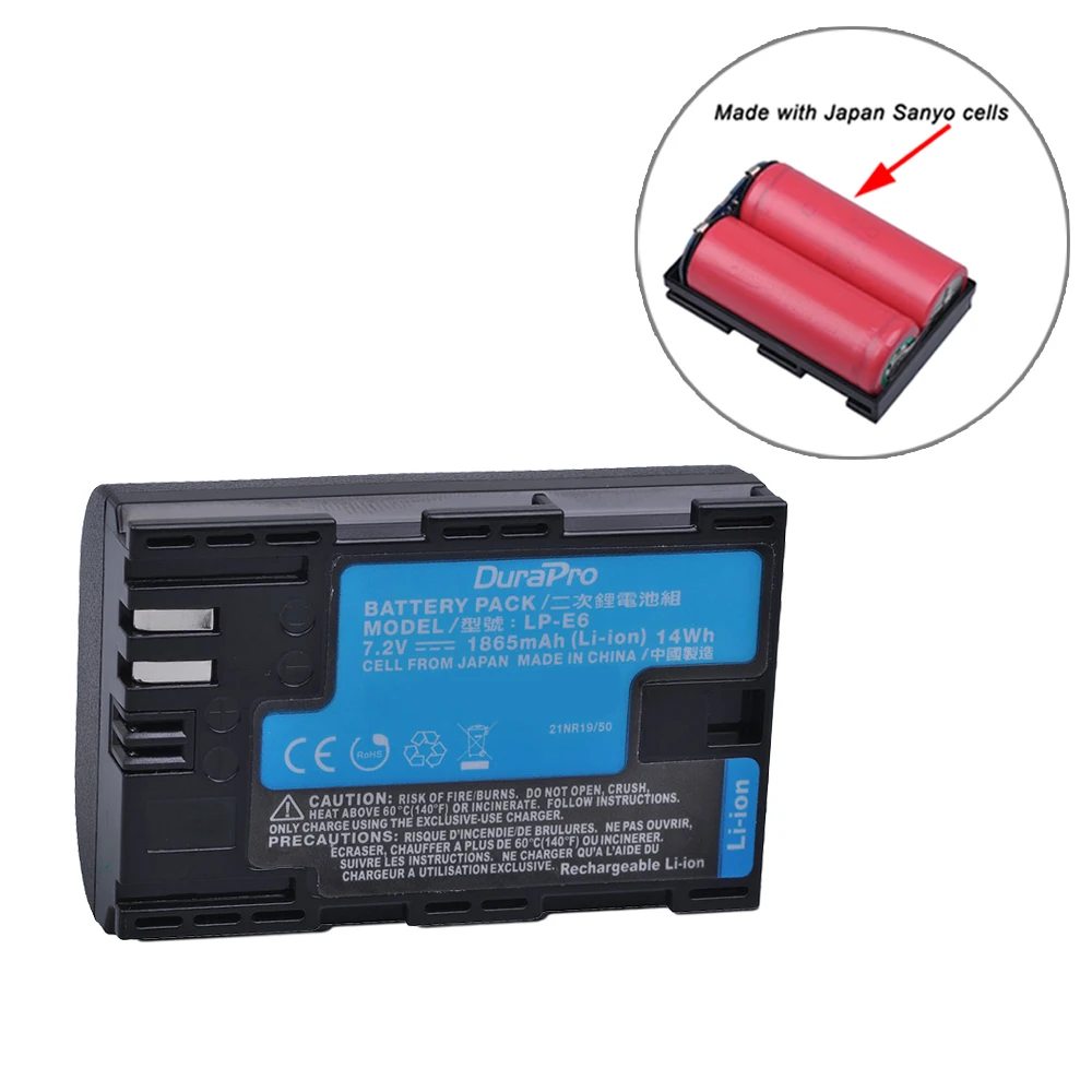 Durapro Lp-e6 Lp-e6n Lp E6 Rechargable Battery Made With Japan Cells For Canon Eos 5d Mark Ii ...