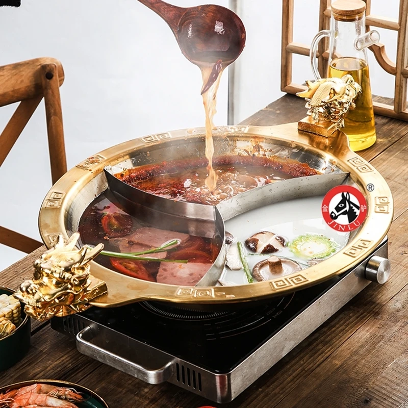 Golden Dragon Head Mandarin Duck Hot Pot Stainless Steel Gas Induction ...