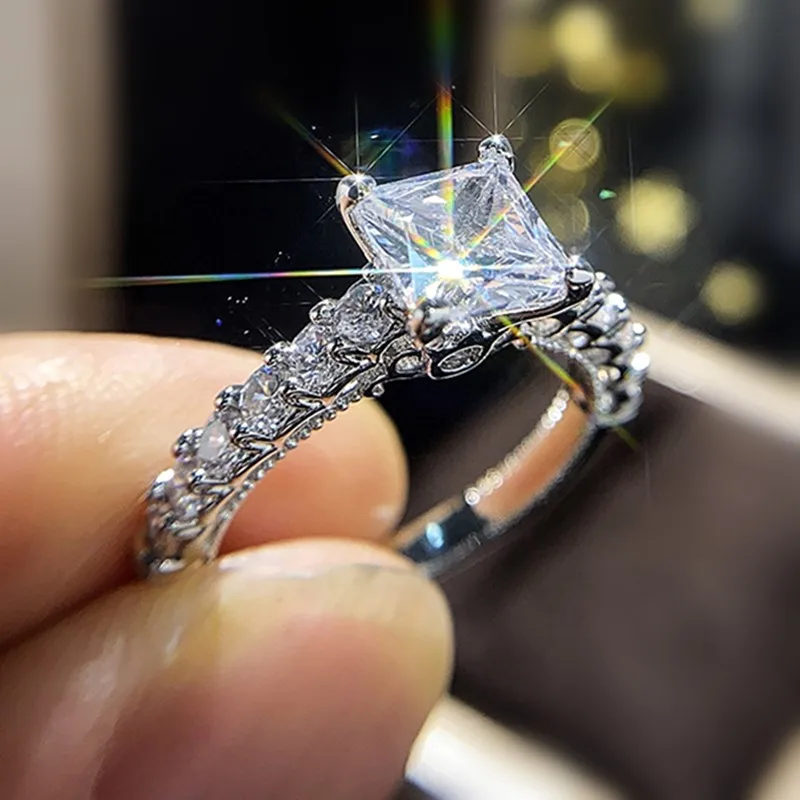 Wedding Rings Princess Cut On Finger