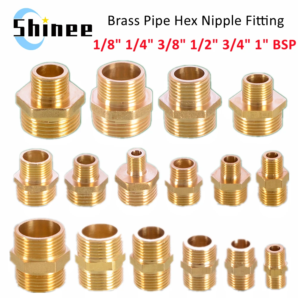 Brass Pipe Hex Nipple Fitting 1/8" 1/4" 3/8" 1/2" 3/4" 1" Bsp Male ...