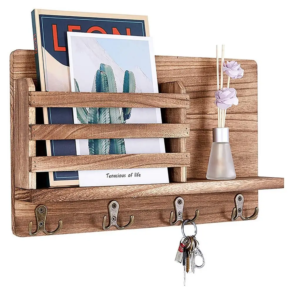 Home & Living Retro Wood Mail Sorter and Key Holder Wall Mount Mail ...
