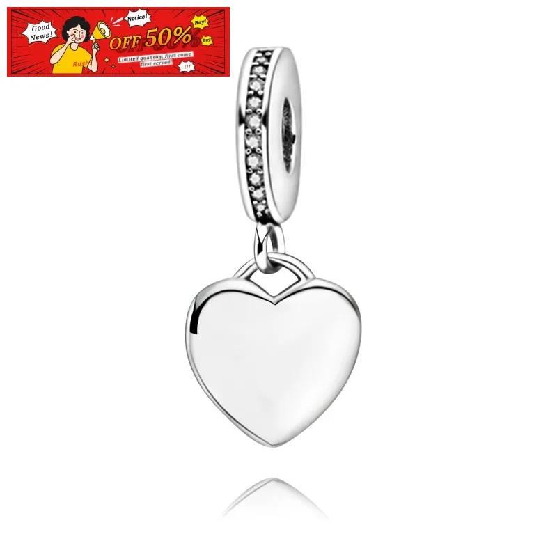 Valentine's Gift 925 Sterling Silver Beads Plain Silver Dangle Charm ...