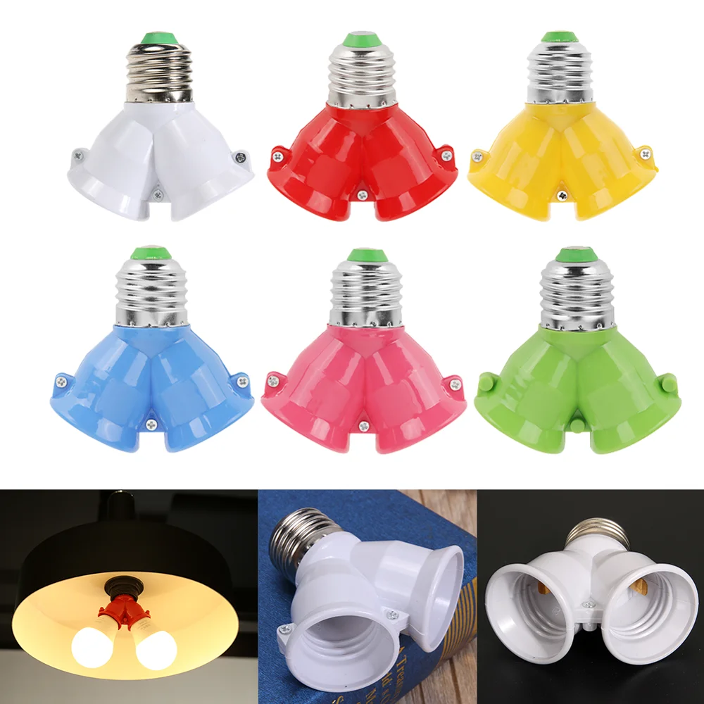 2 In 1 Double E27 Socket Base Extender Splitter Plug Halogen Light Lamp ...