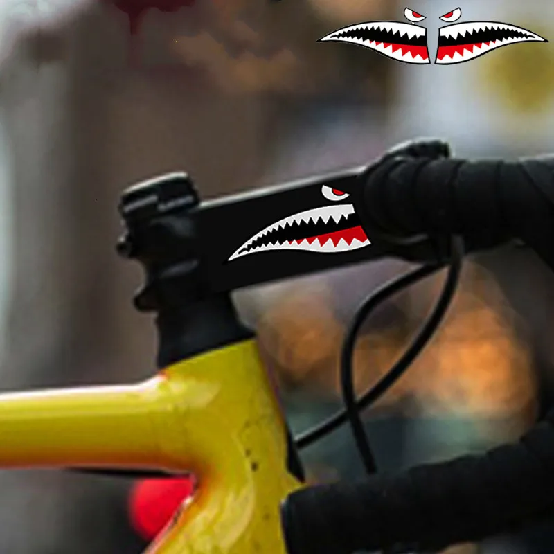 1Set-Bicycle-Shark-Head-Tube-Sticker-Decorative-Sticker-Mountain-Bike ...