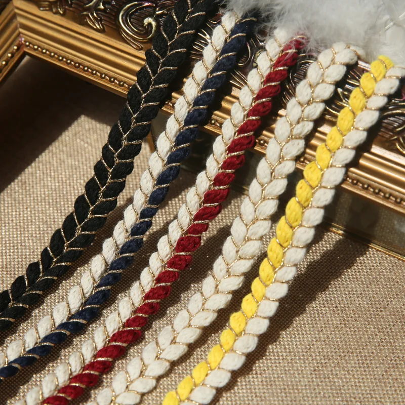 3M-1-5cm-Wide-Gold-Line-Cotton-Braid-Webbing-Lace-Ribbon-Twisted-Rope ...