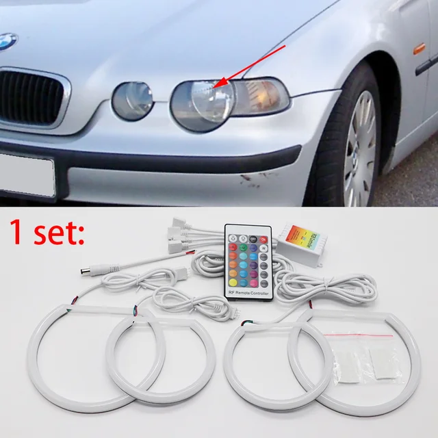 Complete Set 16-Color RGB Cotton LED Angel Eye Halo Rings for BMW 3 ...