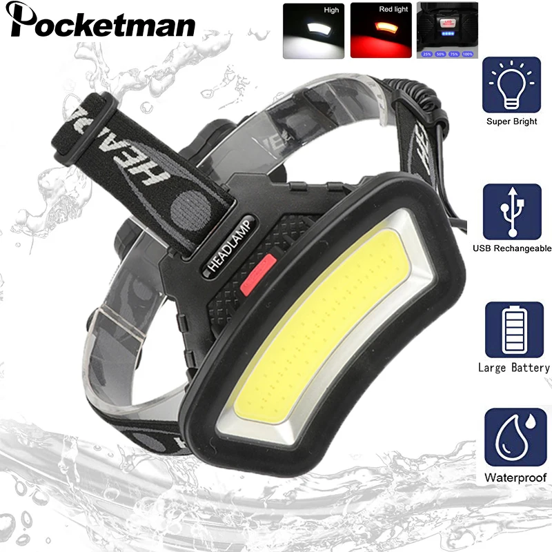 Faro LED COB de gran angular de larga distancia, linterna recargable ...