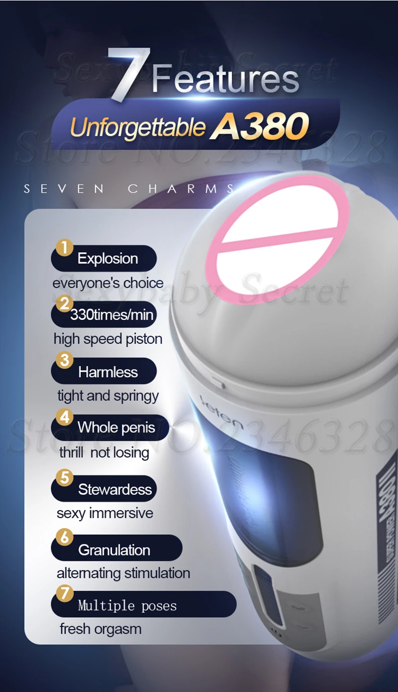 Leten 380Pro Automatic Sucking Machine Piston Telescopic Heating Blowjob Male Masturbator Cup ...