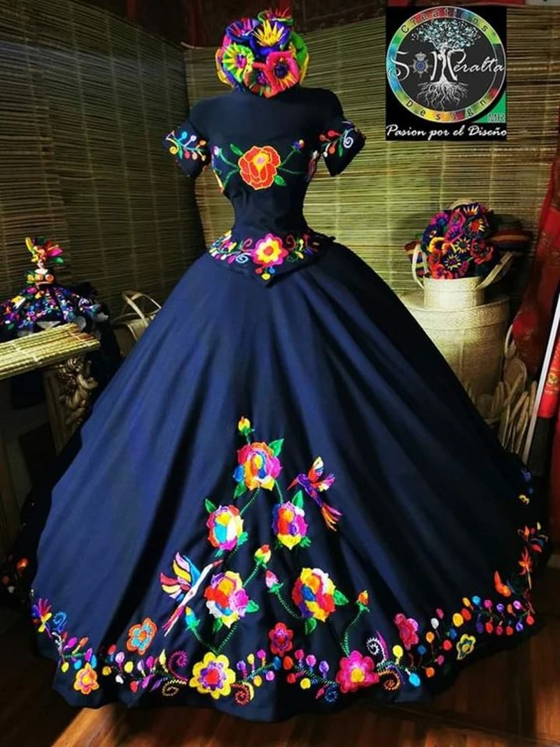 Off Shoulder Navy Blue Quinceanera Dress with Embroidery Vestidos Para ...