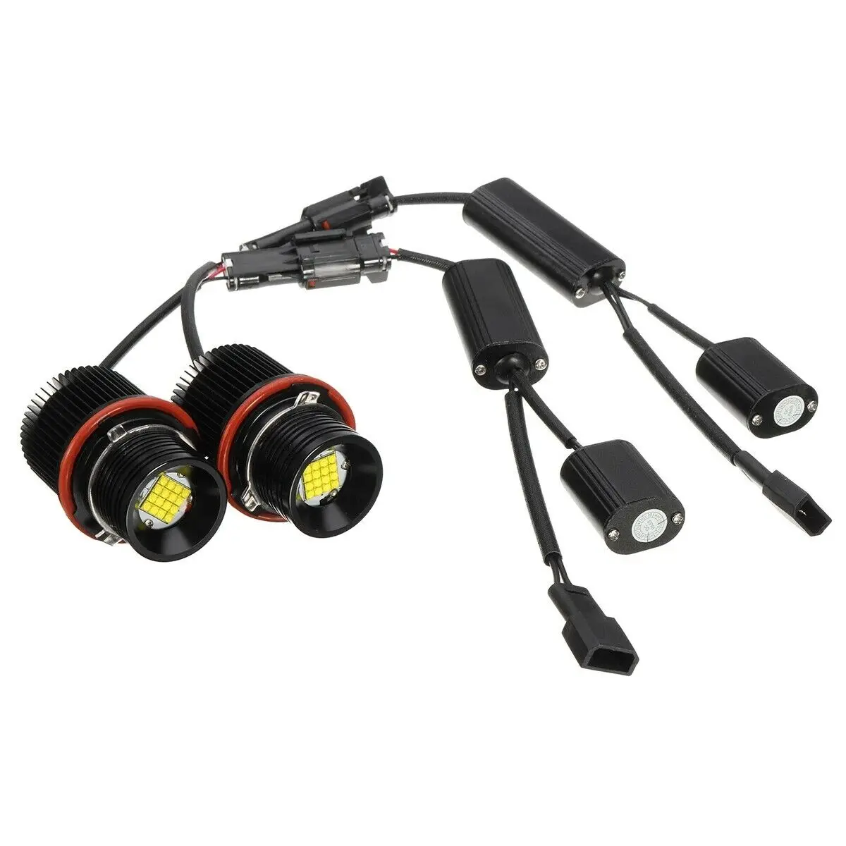 2 Pcs 160W LED Angel Eyes Light Halo Ring Marker Bulbs White CANBUS for ...