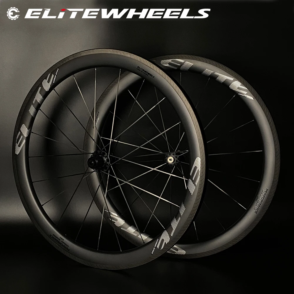 ELITEWHEELS 700c PE 로드 카본 스포크 휠셋, 40mm 50mm 튜브리스 호환 하이 TG 브레이크 표면 브레이크 ...