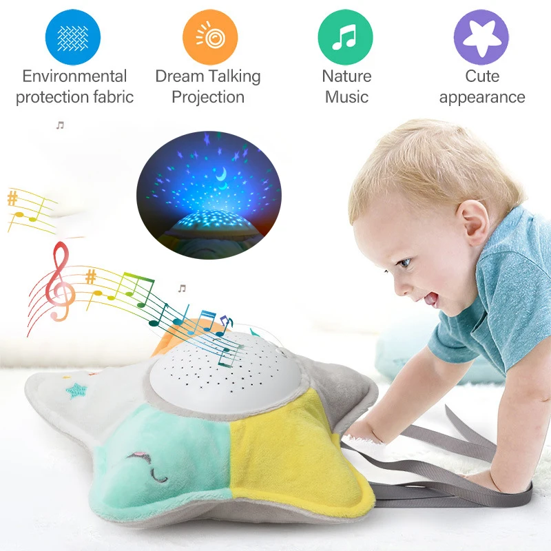 Kids Stuffed Sleep LED Night Baby Star Projector Toys Lamp Stuffed ...