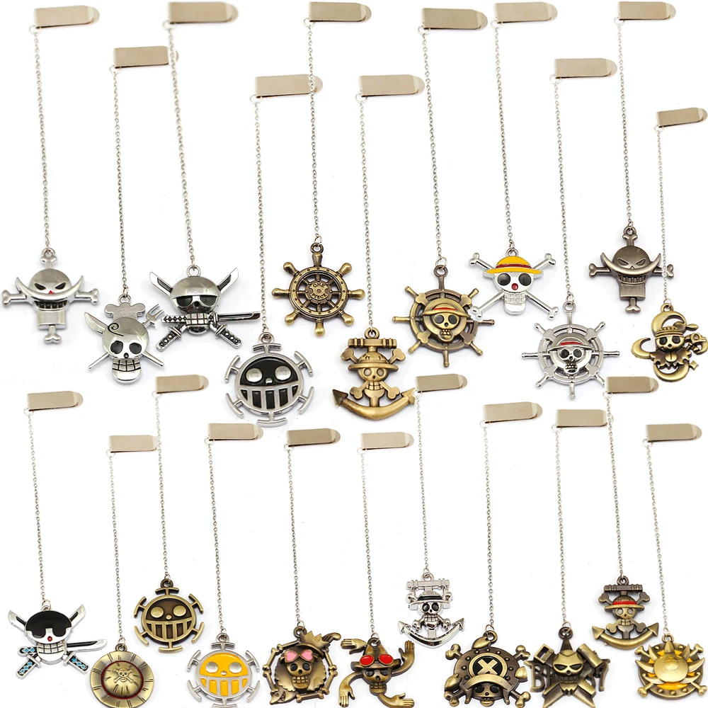 Anime One Piece Bookmark Japanese Cosplay Luffy Pirate Skull Bead Chain ...